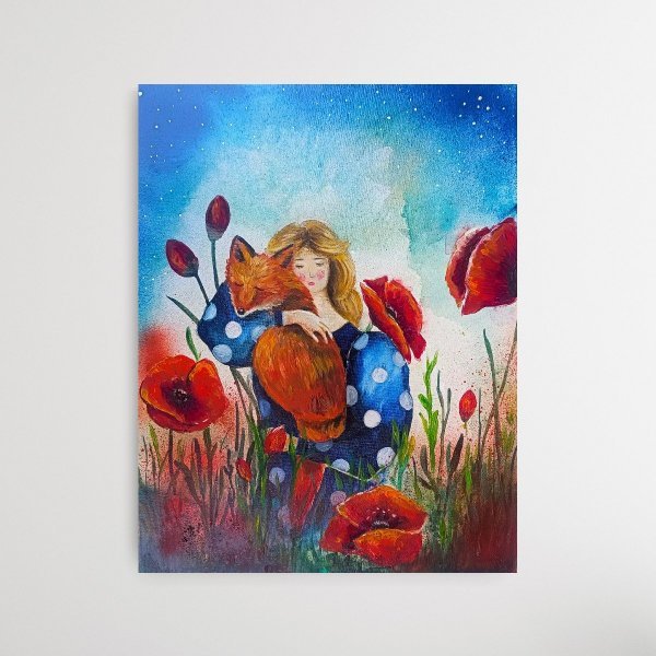 Hugging A Fox Painting by Evgenia Smirnova