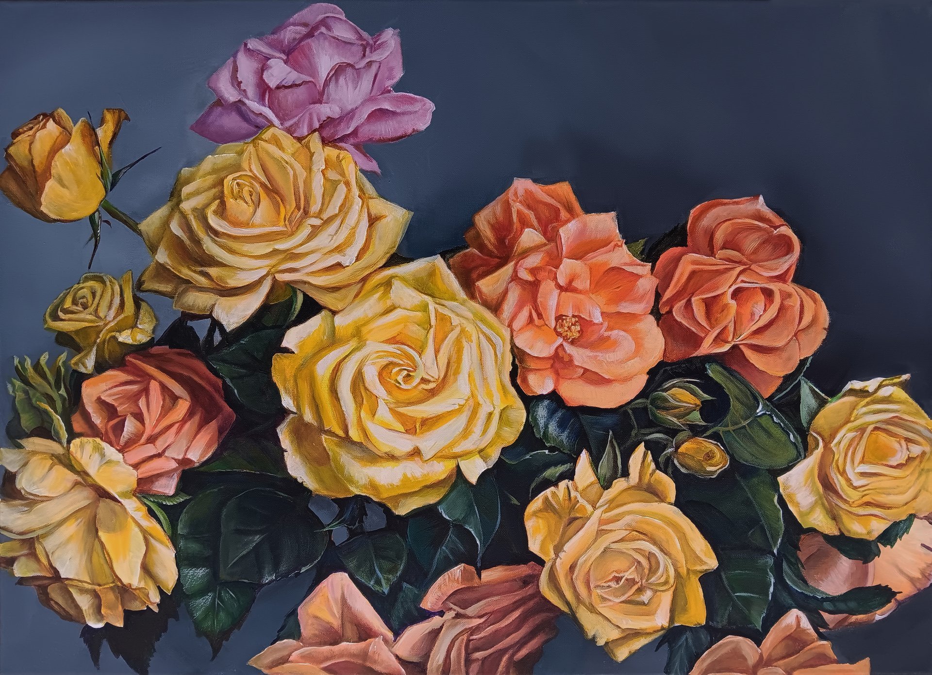 Harmony of Roses Painting by Nataliia Burmaka