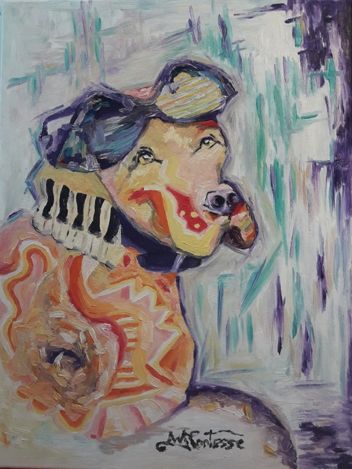 Misha, abstract Vizsla Painting by con'Tesse Arte