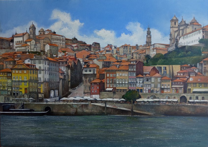 Porto from Gaia: Living History Painting by TOMAS CASTANO