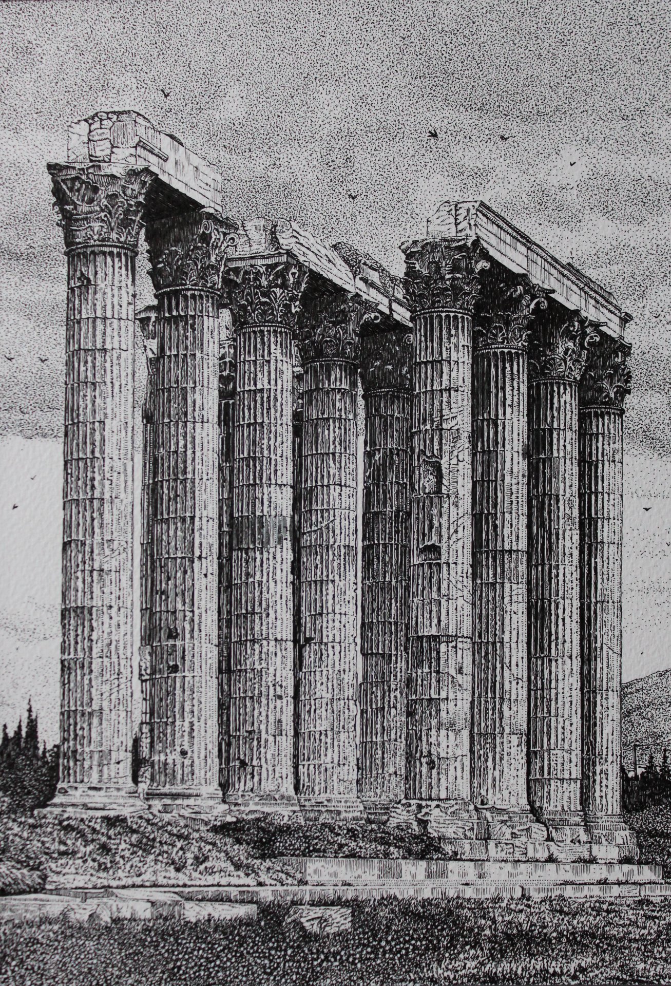 The Temple of Zeus Drawing - Spartak Chernyshov