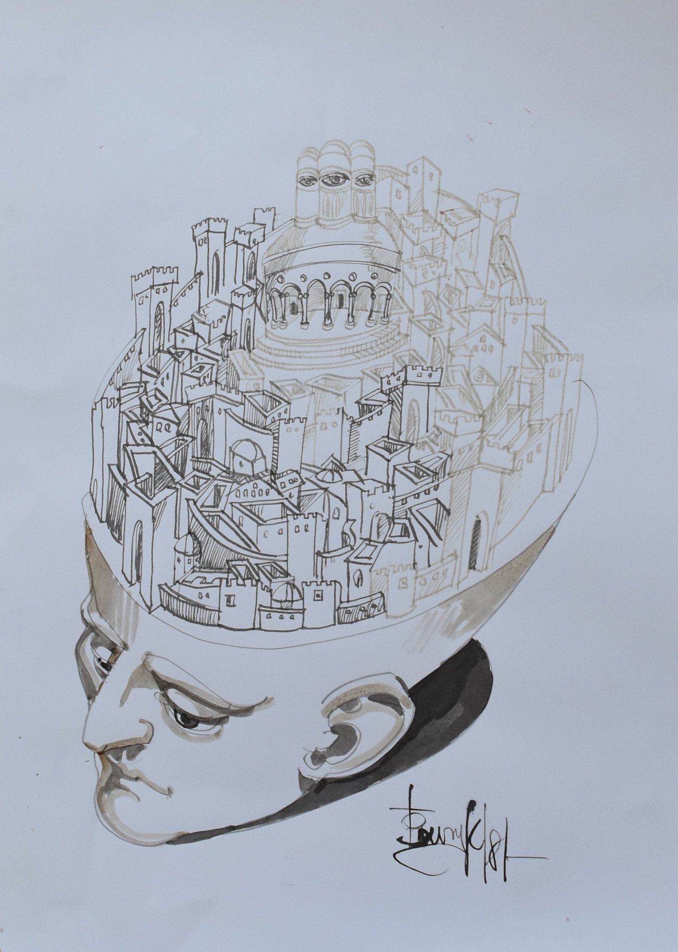 Last Shelter Drawing - Roman Bonchuk - Jose Art Gallery