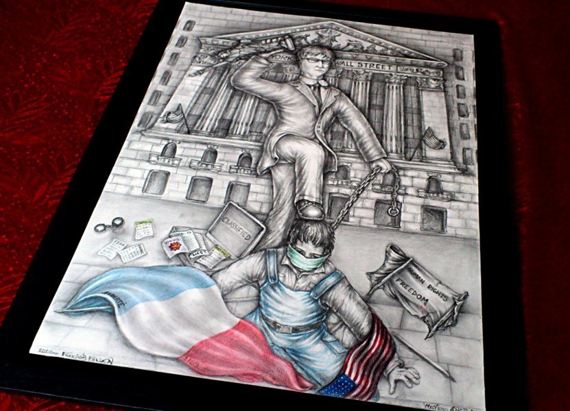 FREEDOM FALLEN by ANGEL P. Drawing - ANGEL PIANGELO