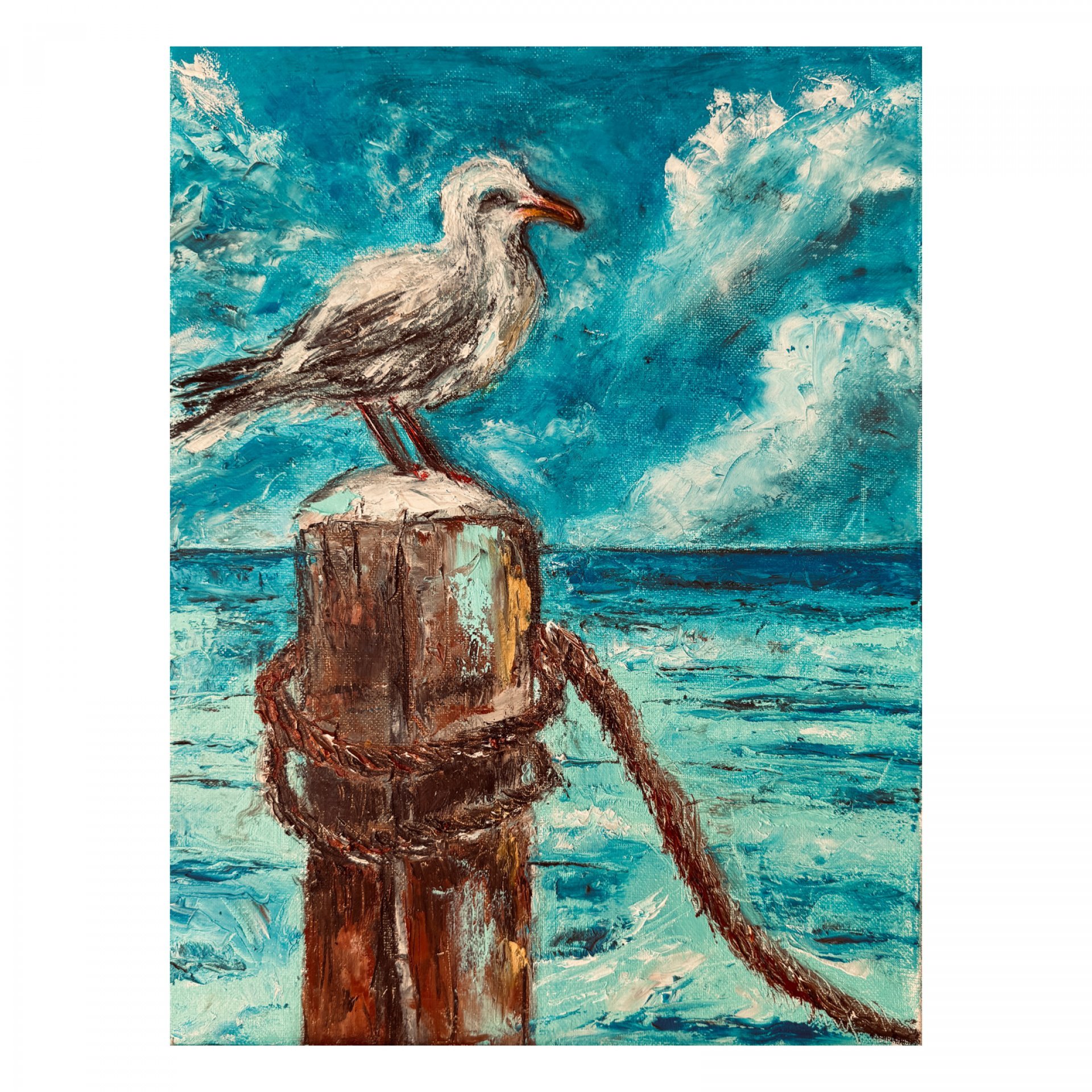 Seagull Painting Bird Painting by Julija Bondarets