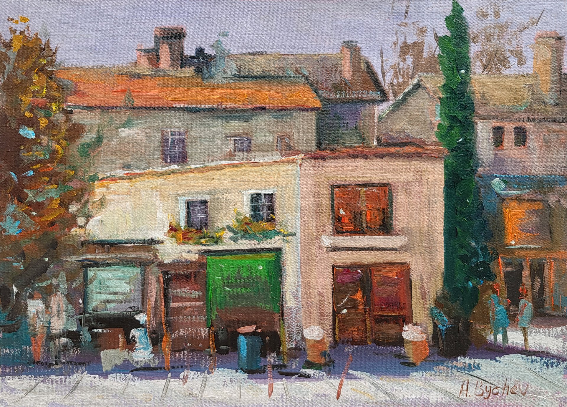 The old Town Painting by Andrіі Bychev - Jose Art Gallery