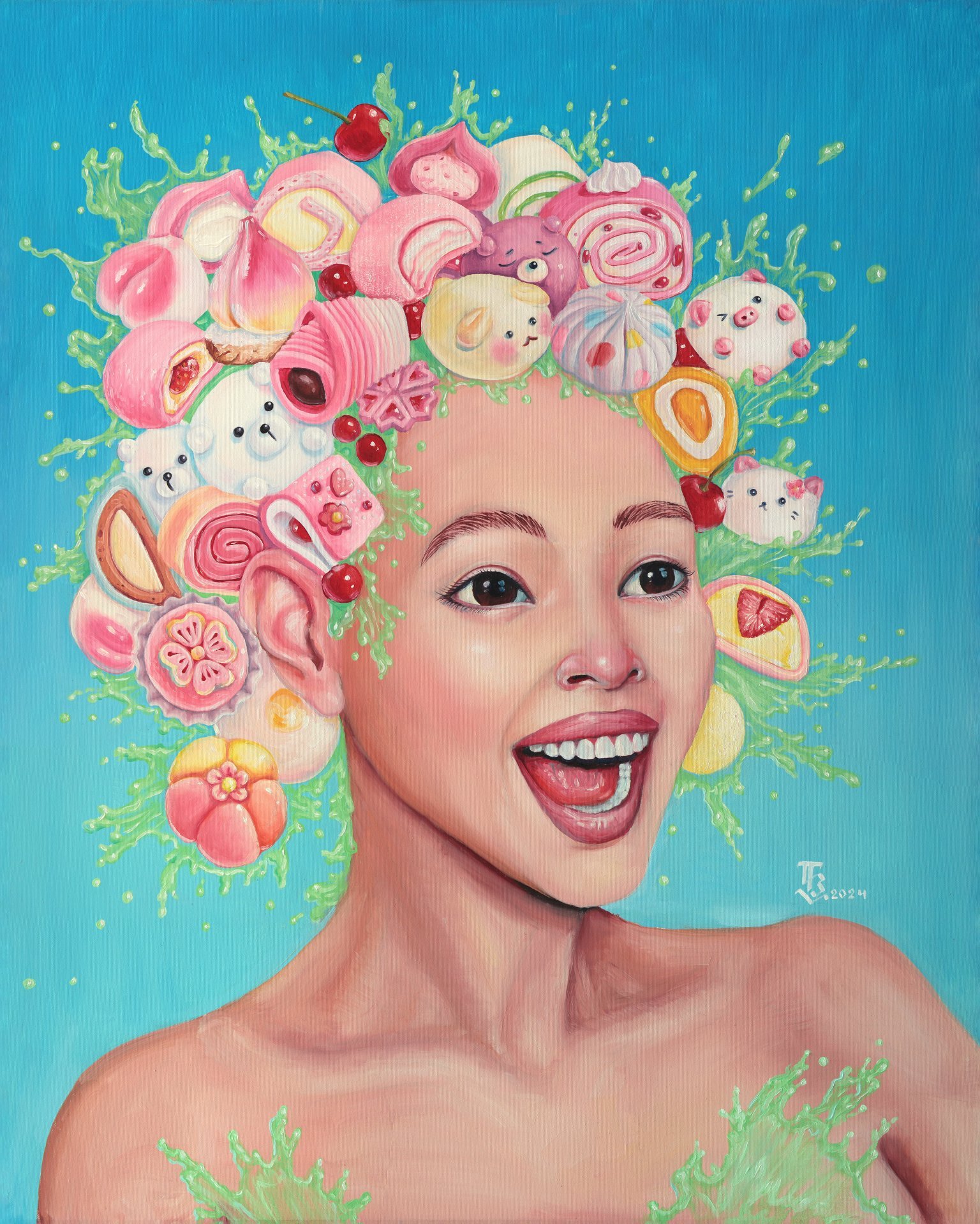 Matcha Portrait Fashion Art Painting by Tetiana Bogdanova