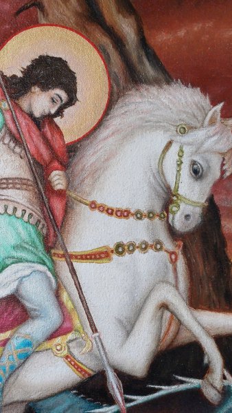 Saint George the Victorious Painting by Victor Ovcharenco