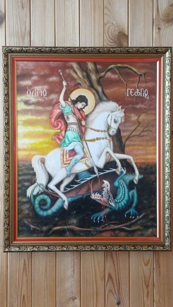 Saint George the Victorious Painting by Victor Ovcharenco
