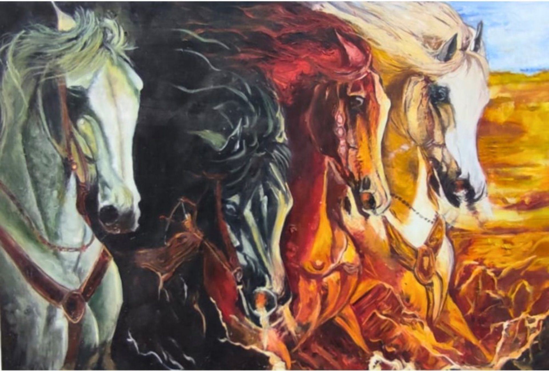 Four Horses For The Apocalypse Painting by Zehra Atici