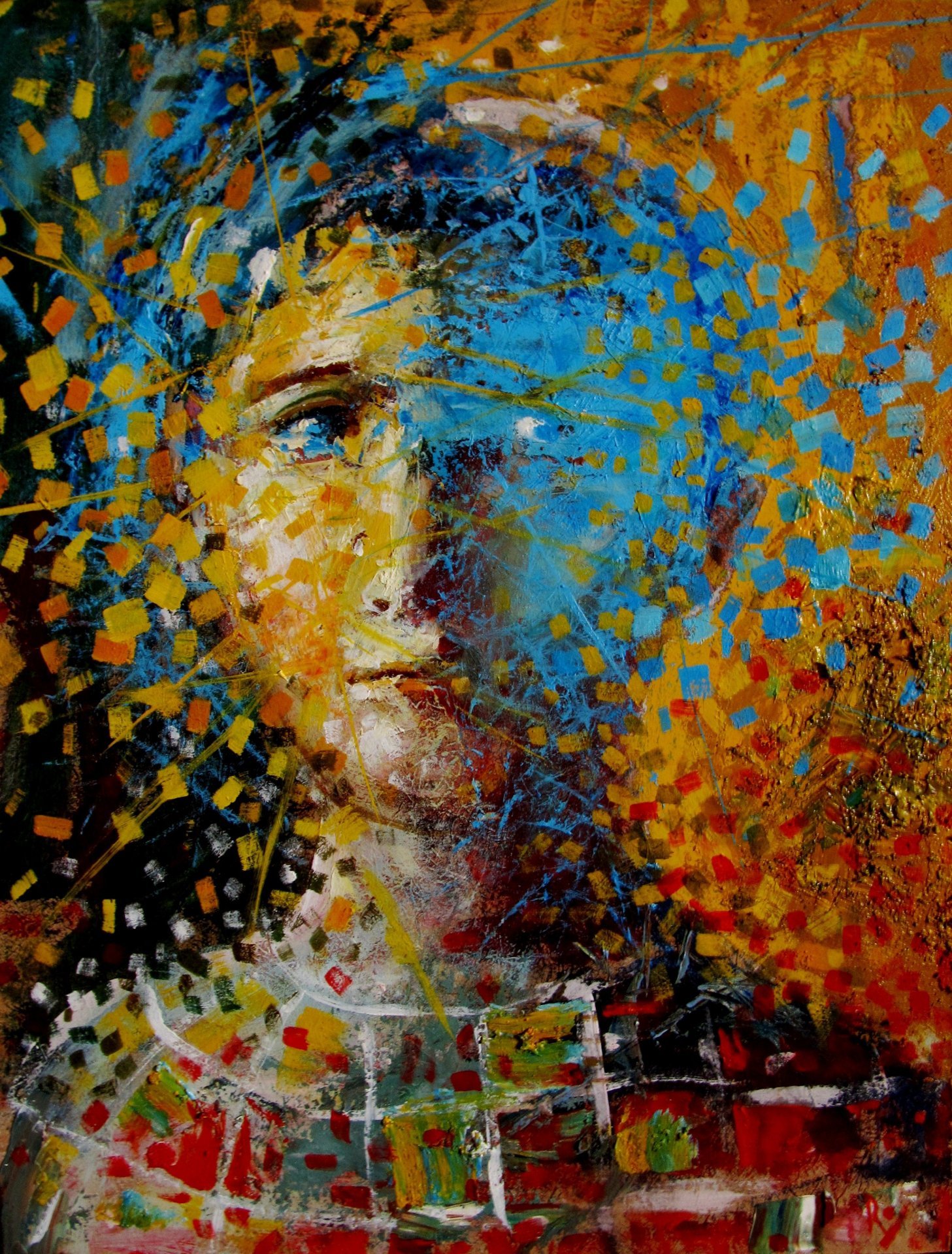 Portrait in colored rain 2. Painting by Serhiy Roy