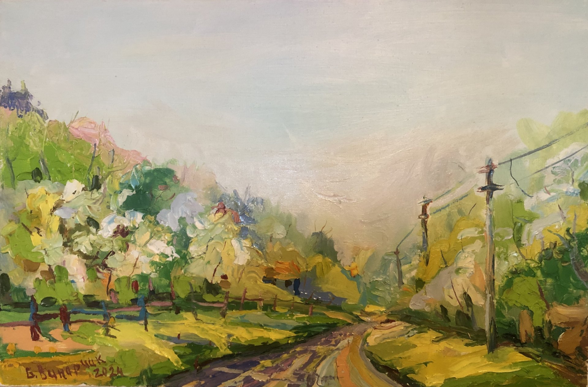 Lilac road Painting by Bohdan Vynarchyk - Jose Art Gallery
