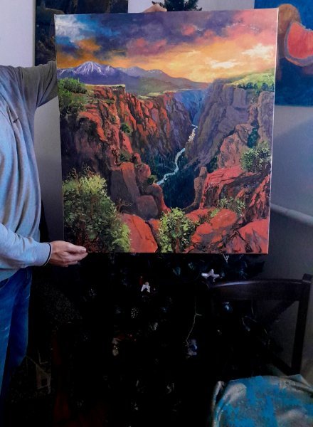 Oil painting Black Canyon Painting by Anton Zapotochny(Dovzhenko)