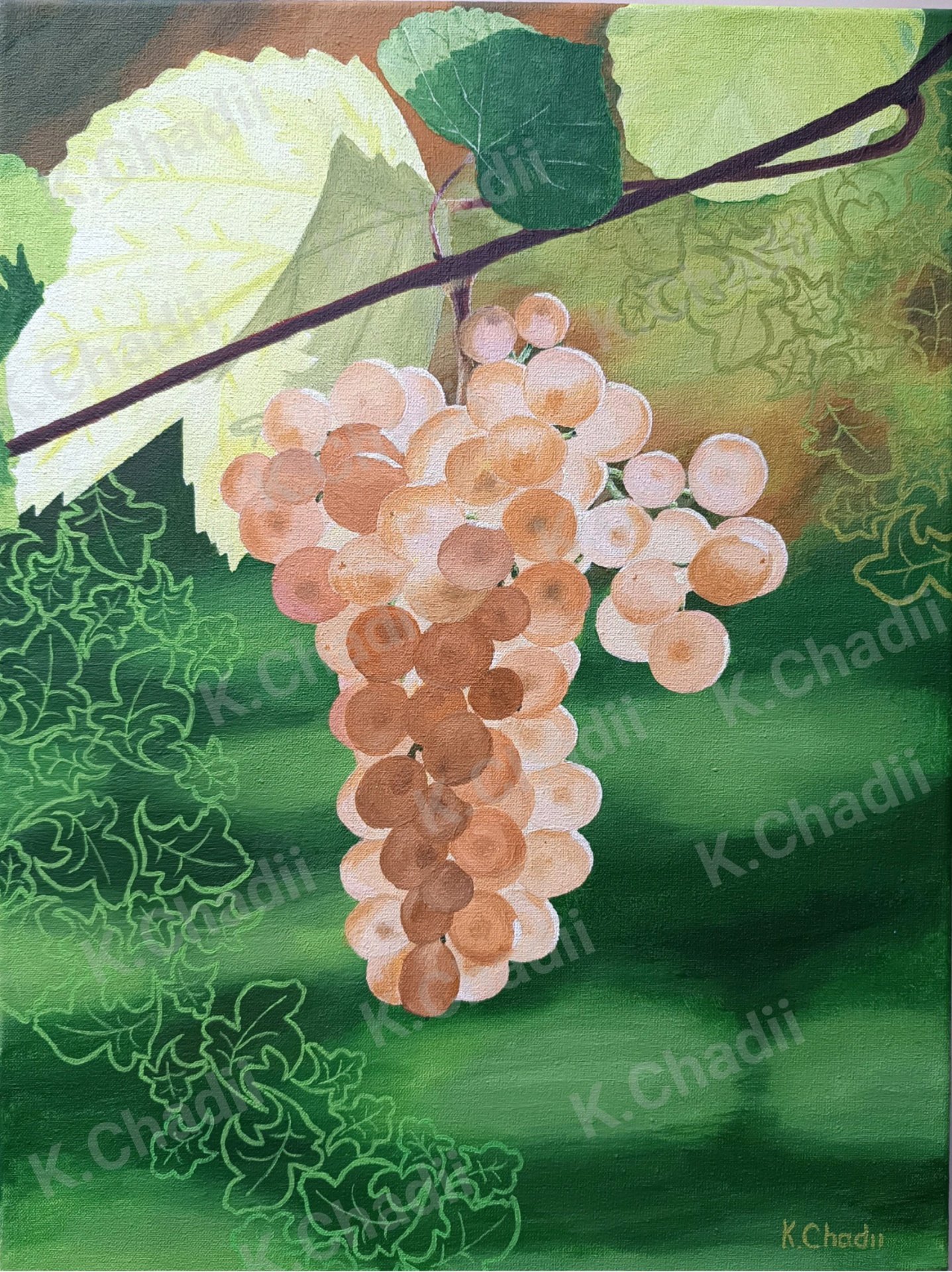 Ripe grapes Painting by Kateryna Chadii - Jose Art Gallery