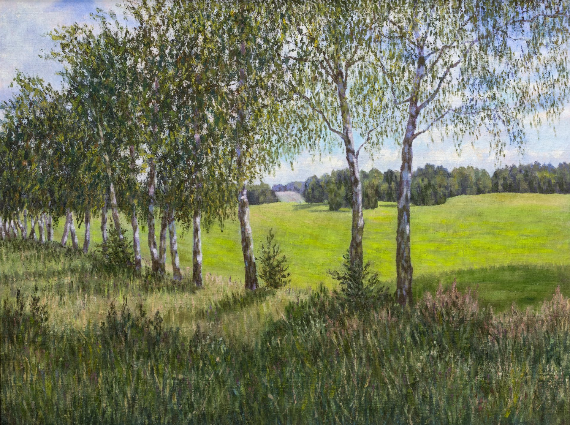 Birch whisper Painting by Elena Moiseenko (belarus)