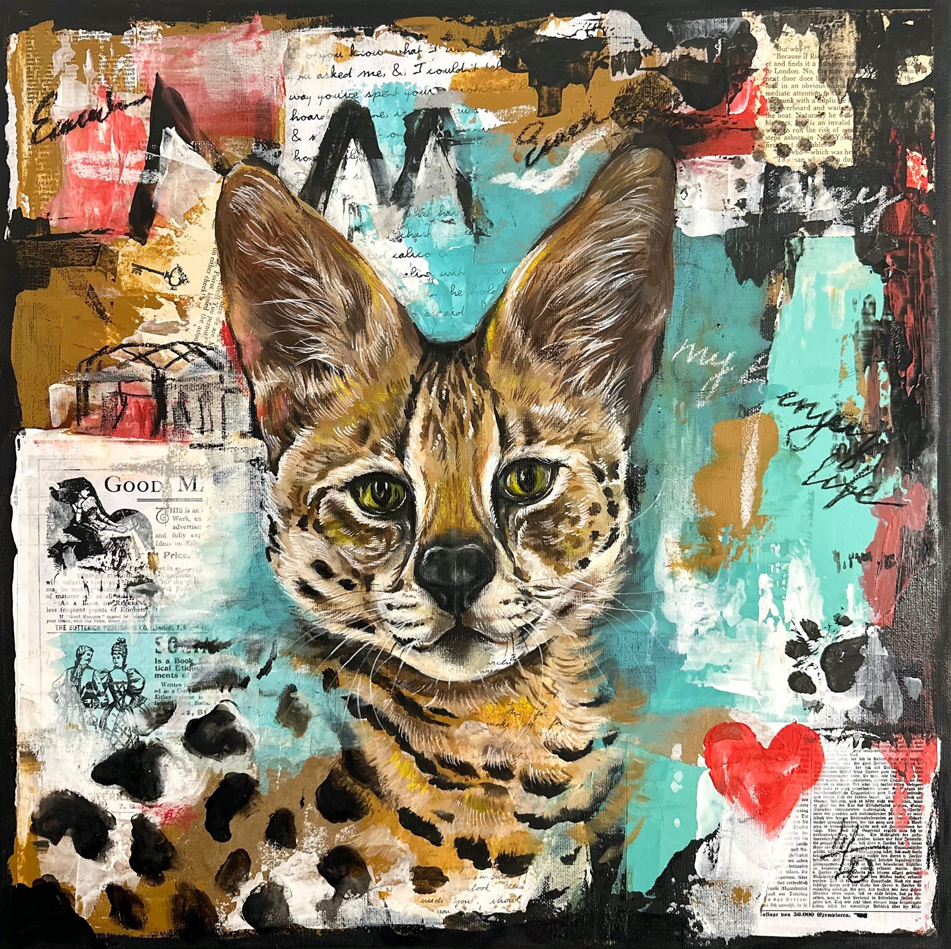 Arte callejero urbano: romance gatuno Pintura de Julia Shilo