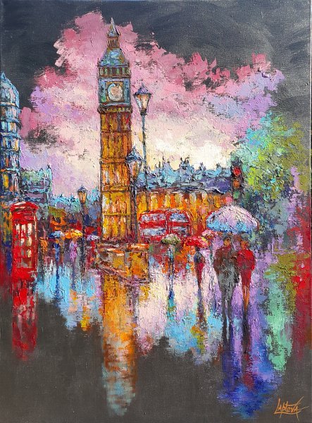 Rainy London Painting by Viktoria Lapteva - Jose Art Gallery