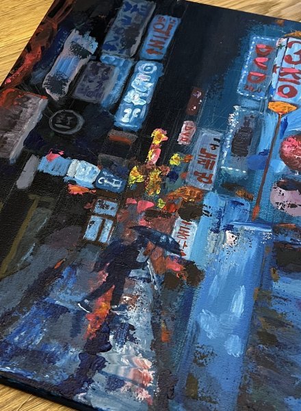 Asian city at night Painting by Maks Redkovych