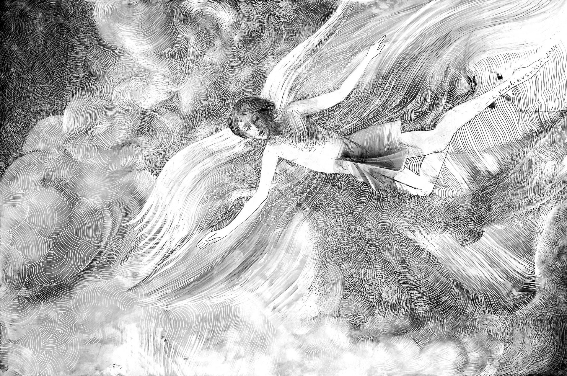 In the flow Painting by Lana Korolievskaia
