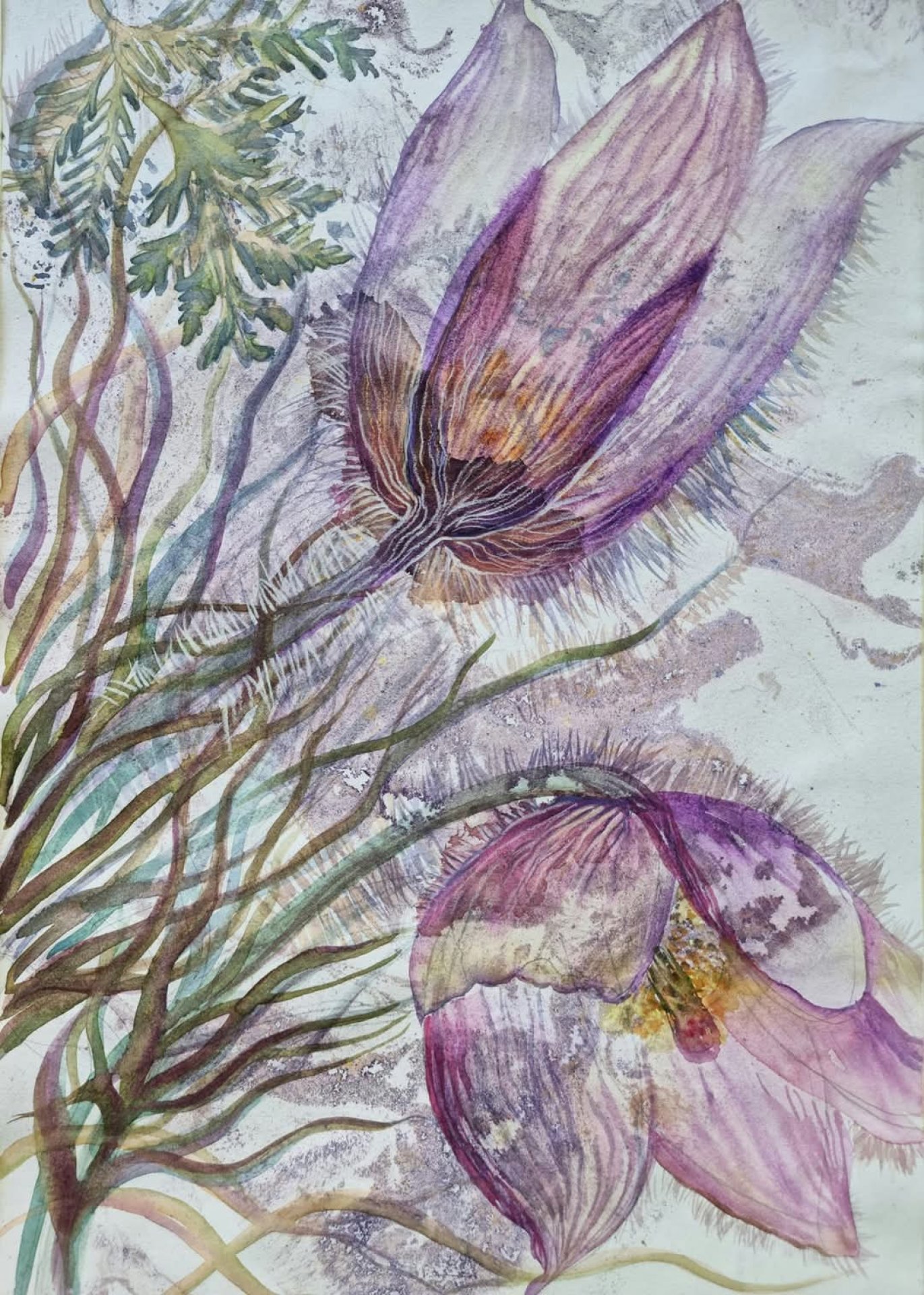 Watercolor Dream Grass Painting by Marina Bura
