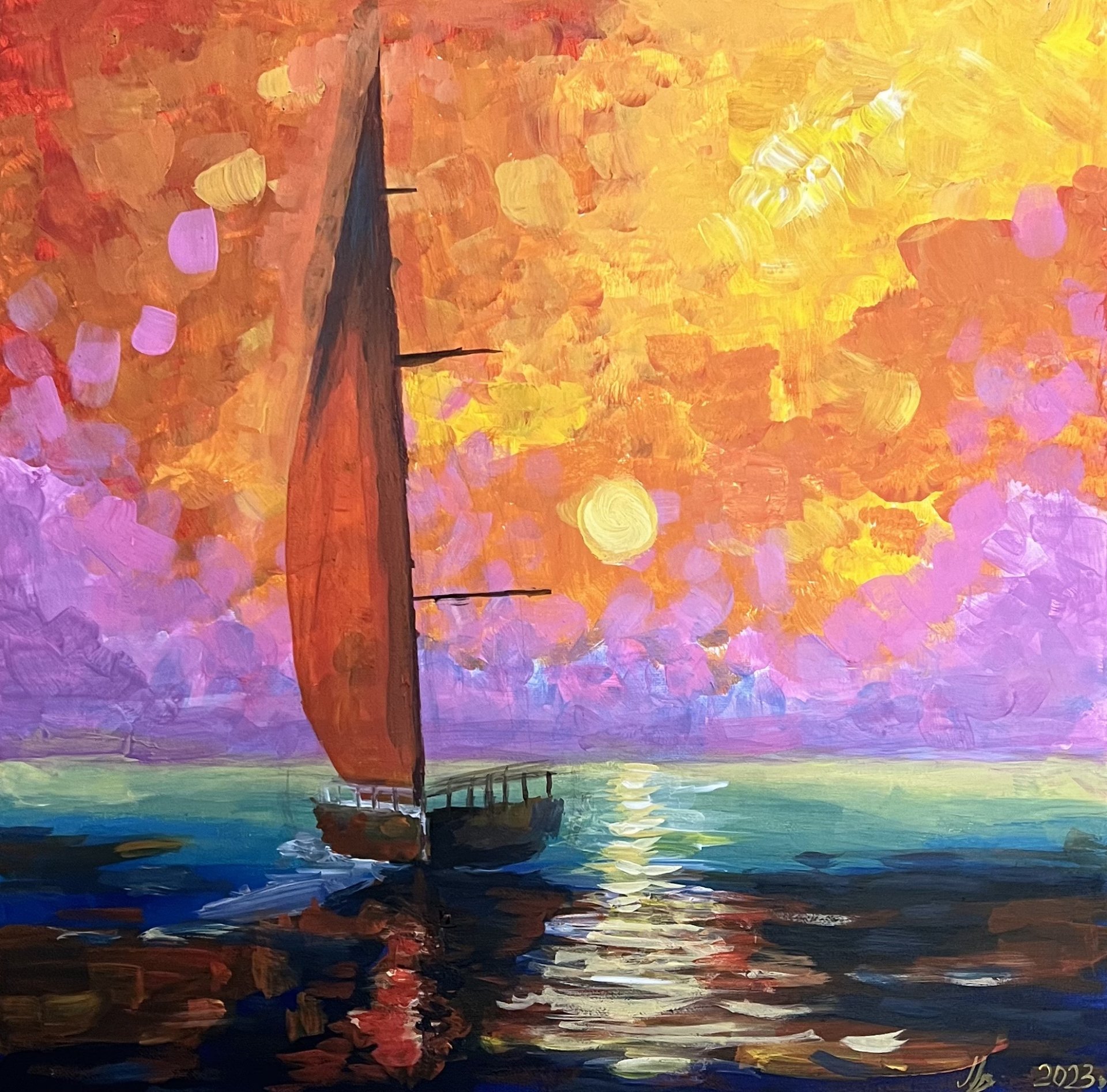 Sail to the Sunset Painting by Maks Redkovych