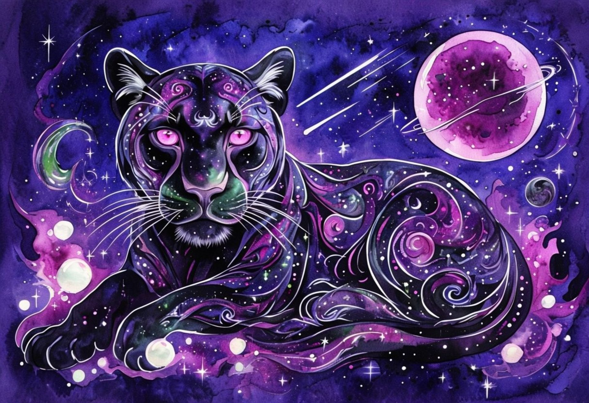 SPACE PANTHER Digital Art - Viktoriya Denisenko