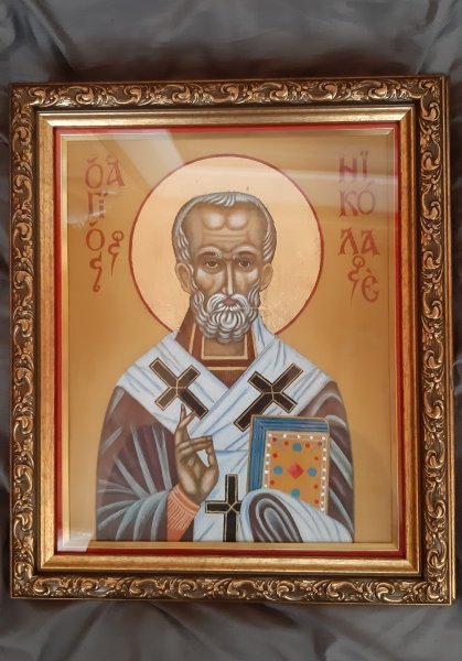 Icon of Saint Nicholas Painting by Victor Ovcharenco