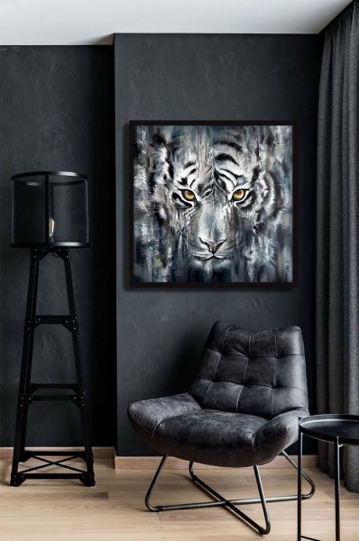 Abstract Textured Blue Tiger Painting by Julia Shilo