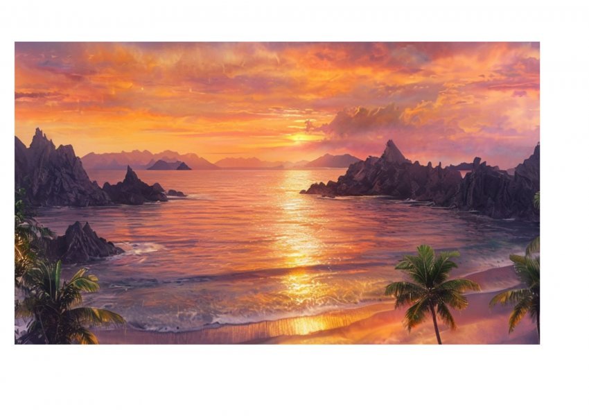 Atardecer en el Mar: Paisaje Tropical Arte digital - Viktoriya Denisenko