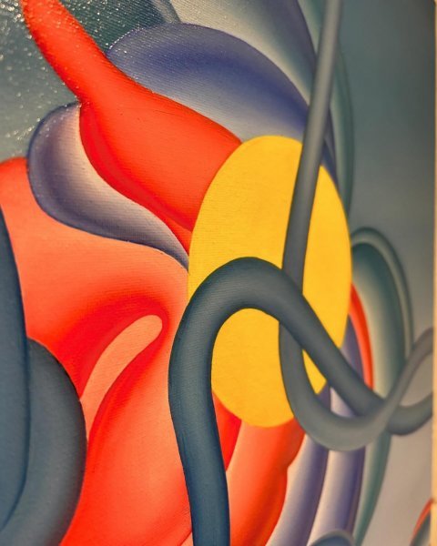 Cloudy journey of hummingbird Painting by Adamina Schneider