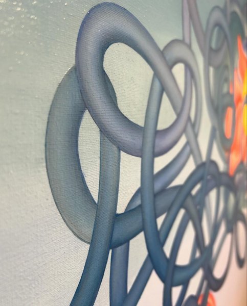 Cloudy journey of hummingbird Painting by Adamina Schneider