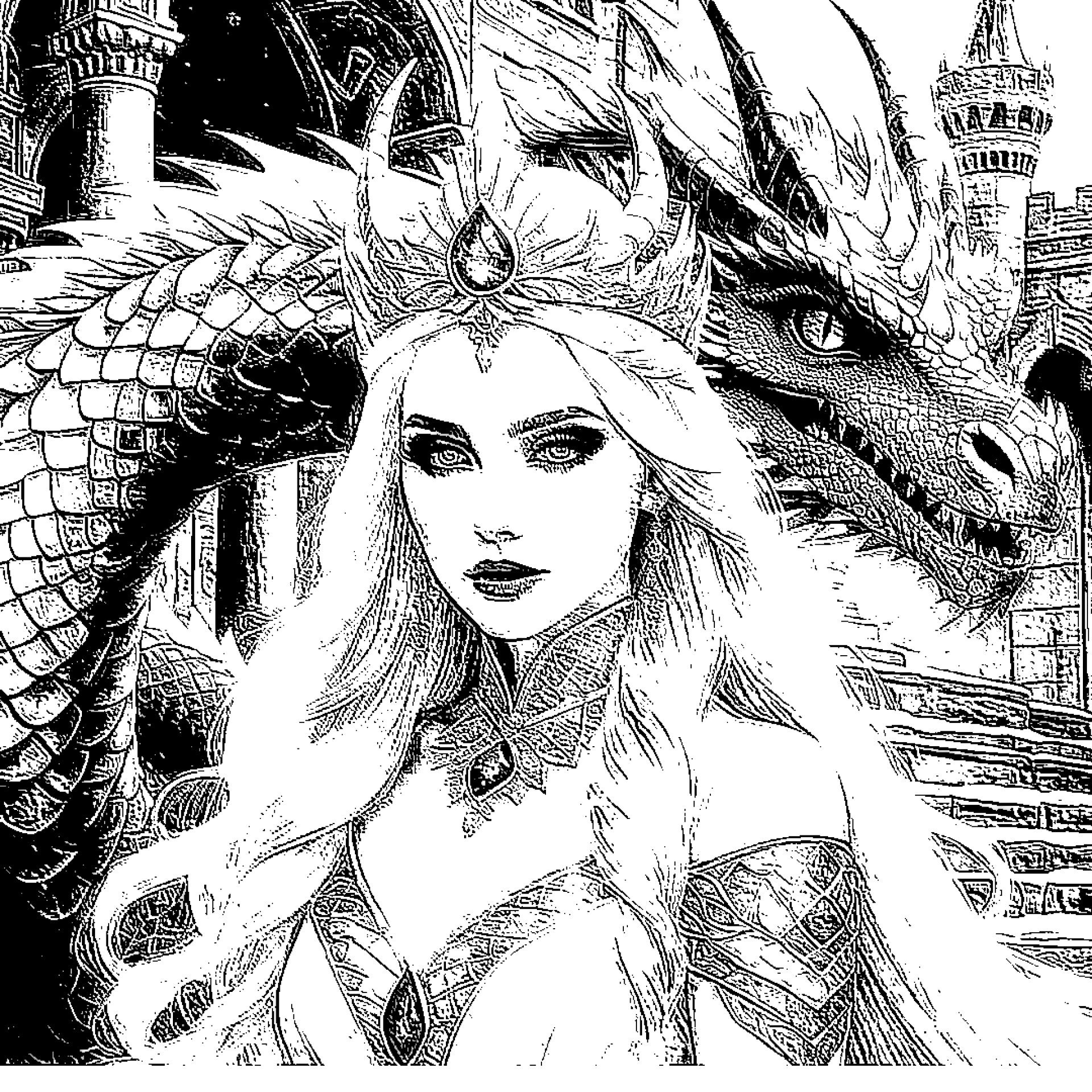 DRAGON AND LADY Digital Art - Viktoriya Denisenko