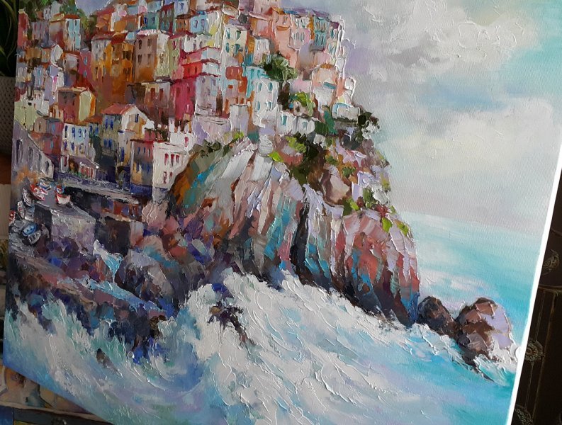 Manarola Five Lands Painting by Viktoria Lapteva