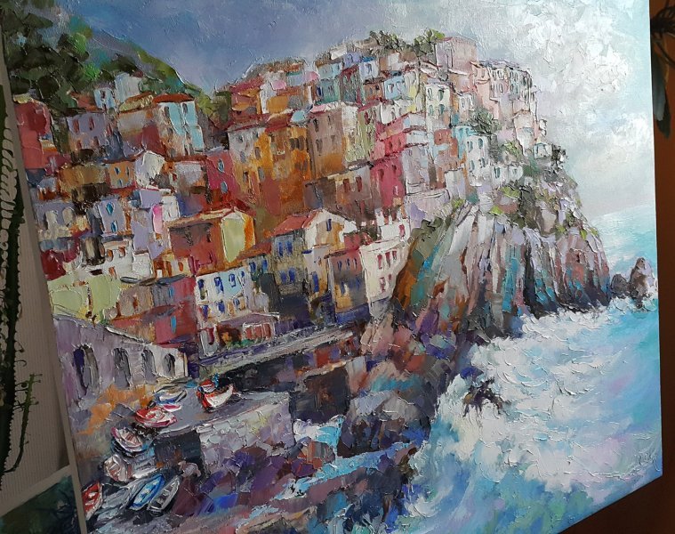 Manarola Five Lands Painting by Viktoria Lapteva