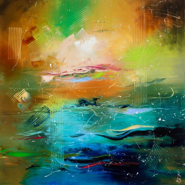 Imaginary ocean Drawing - Liubov Kuptsova - Jose Art Gallery
