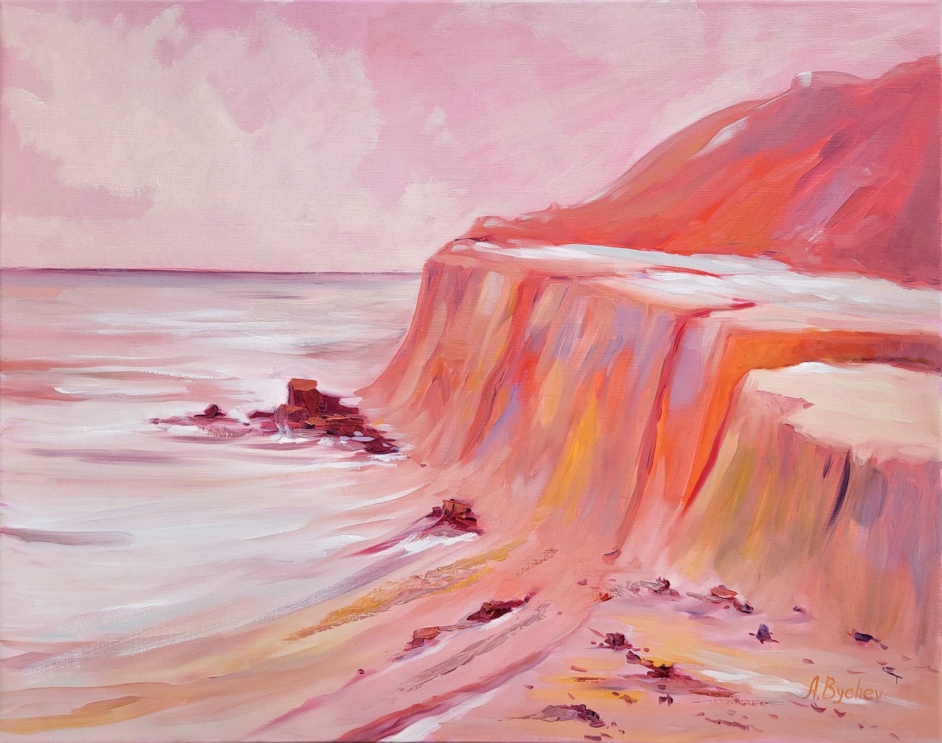 Pink rock Painting by Andrіі Bychev - Jose Art Gallery