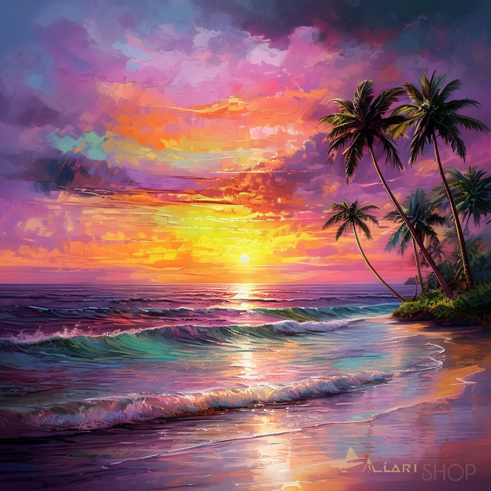 Tropical Sunset: Painting Inspiration Digital Art - Viktoriya Denisenko