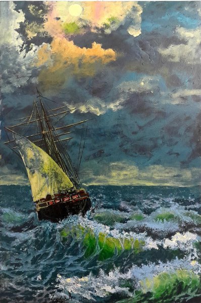 Painting On lowered sails Painting by Anton Zapotochny(Dovzhenko)