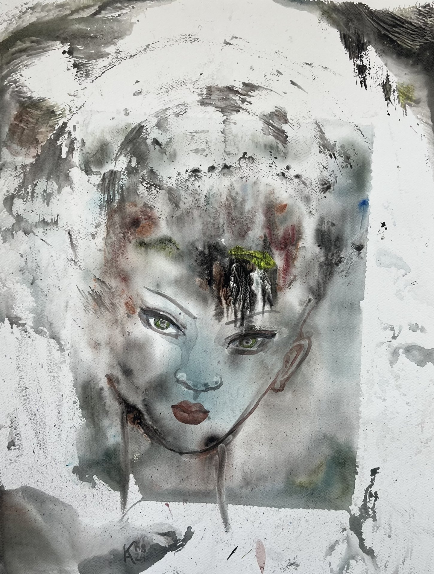 Young Face Reflection Painting by Katerina Anchugova