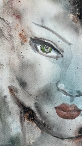 Young Face Reflection Painting by Katerina Anchugova