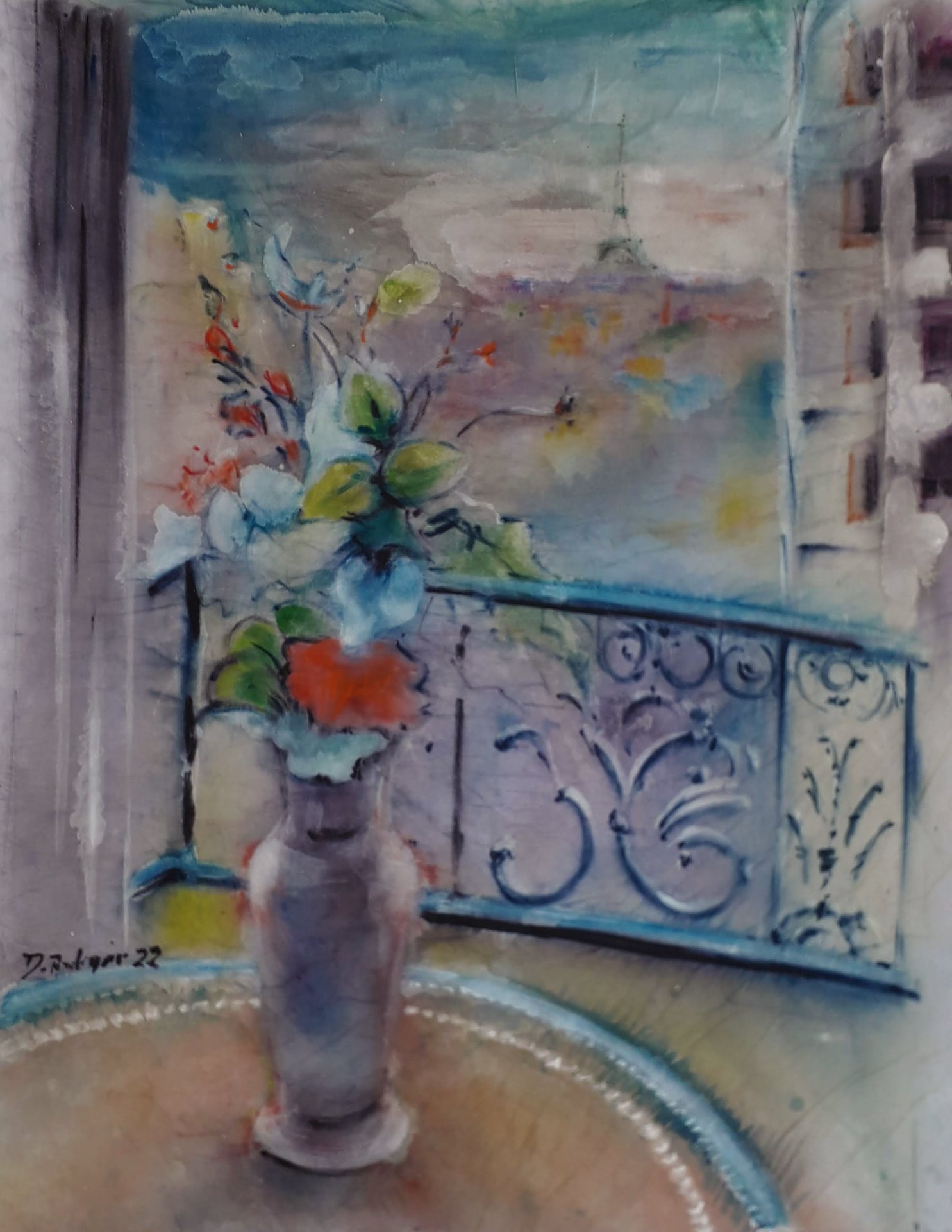 Terrace in Paris Painting by Davide Rodoquino