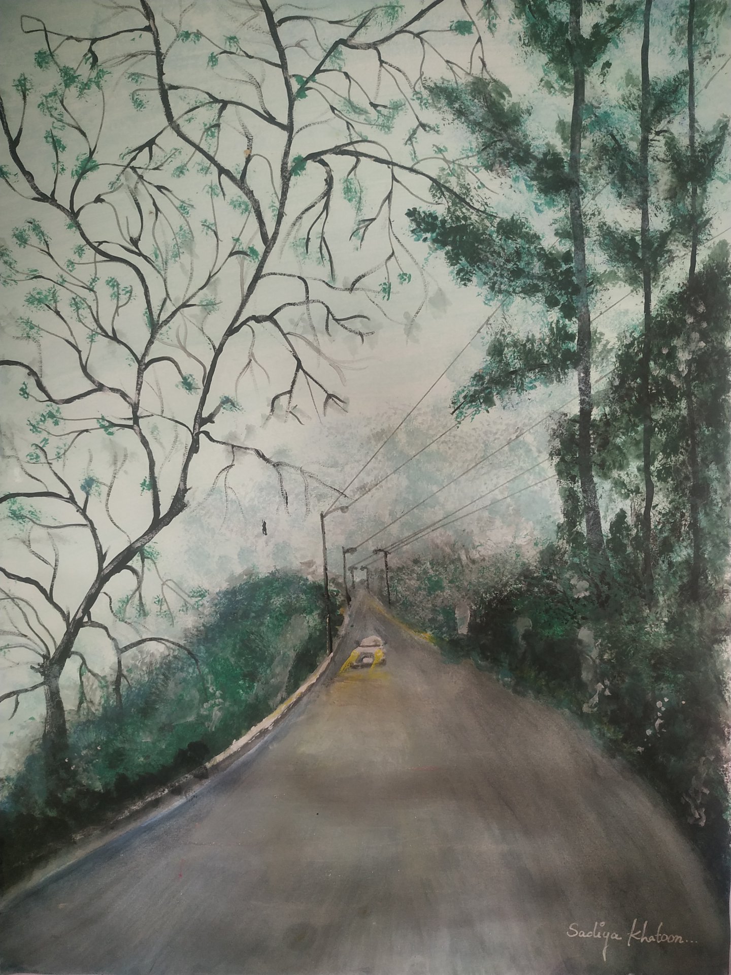 Serene Pathway Painting by SadiyaK - Jose Art Gallery
