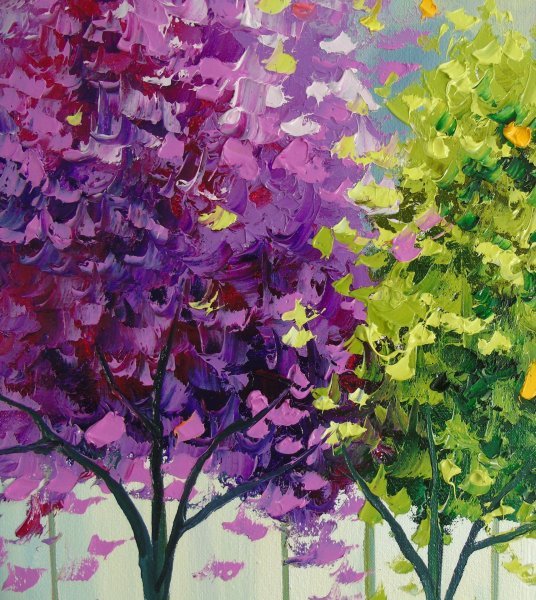 Trees of life on a fairy islan Painting by Olha Darchuk