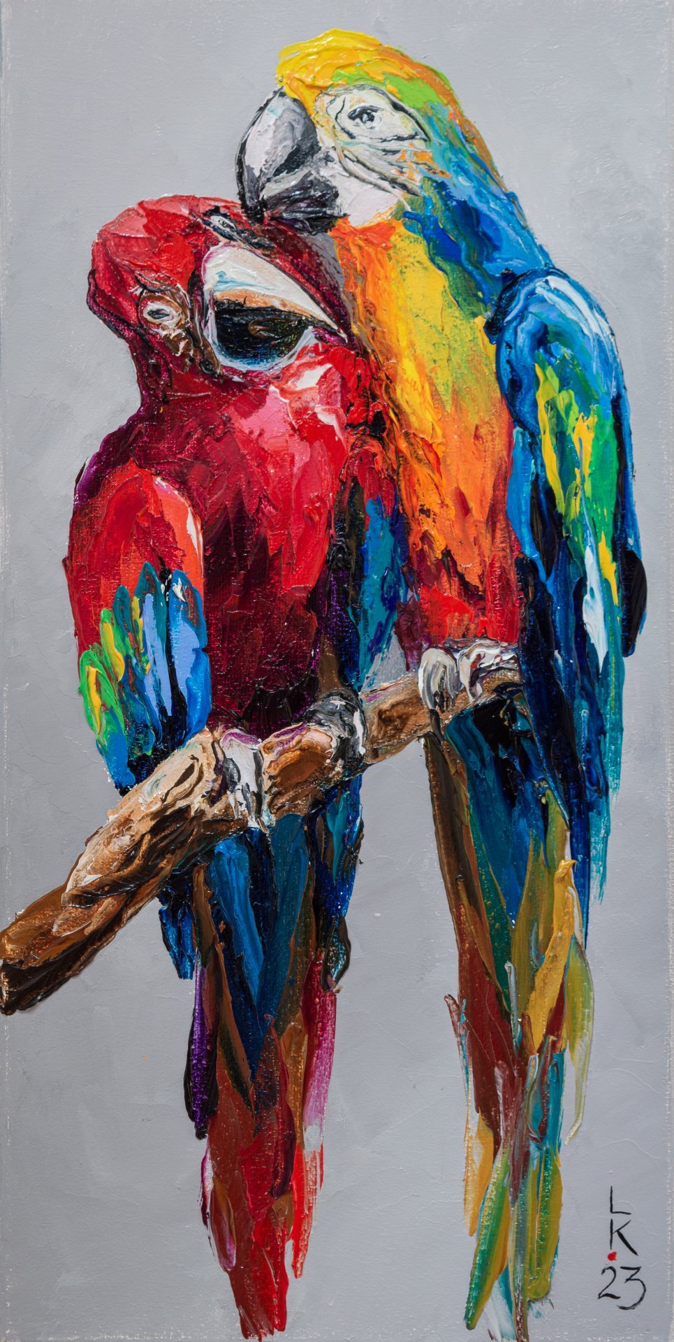 Parrots in love Painting by Liubov Kuptsova