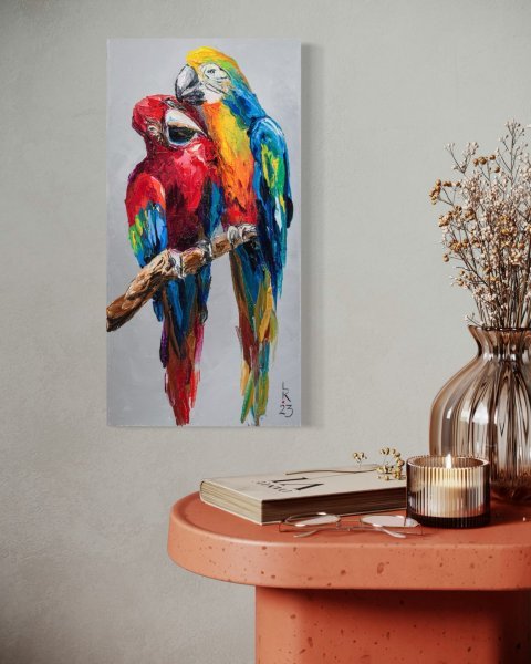 Parrots in love Painting by Liubov Kuptsova
