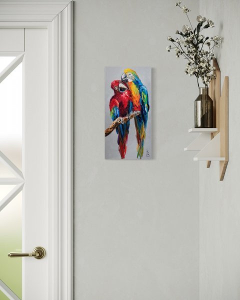 Parrots in love Painting by Liubov Kuptsova