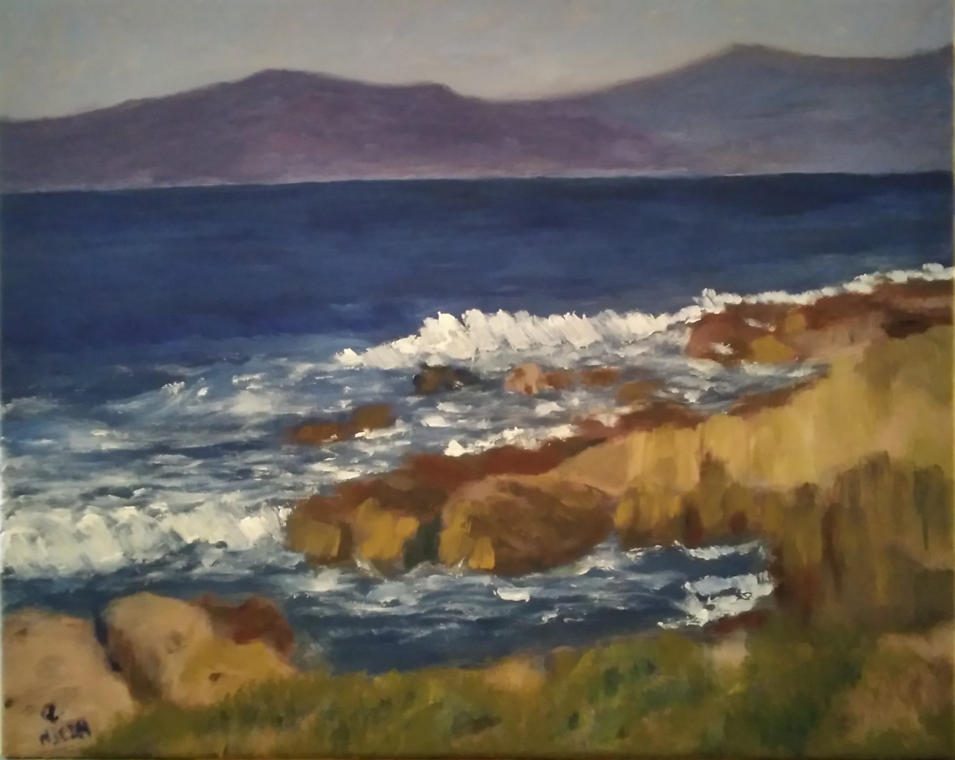 California Ocean View Painting by Chadi Njeim