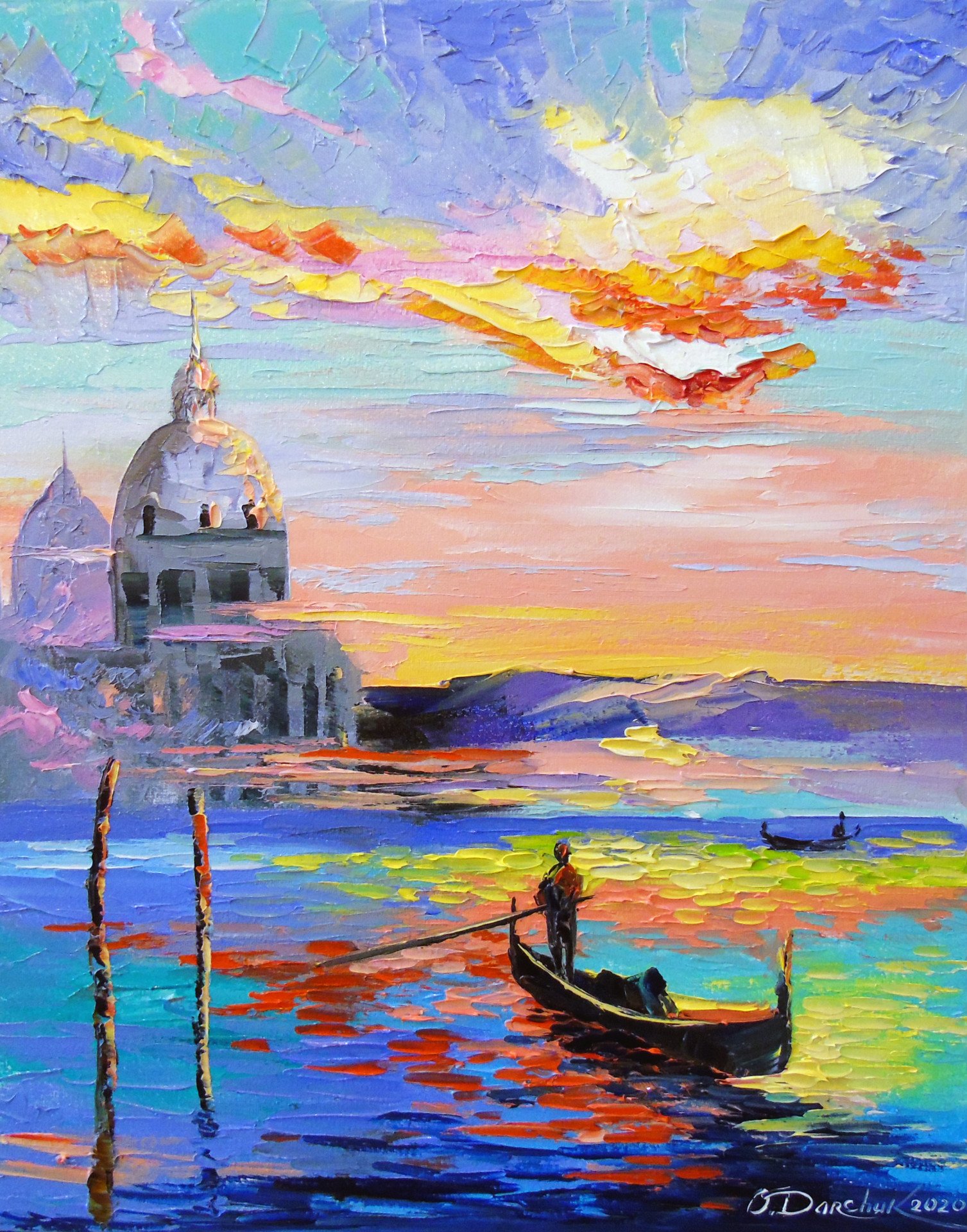 Venice and gondolas Painting by Olha Darchuk