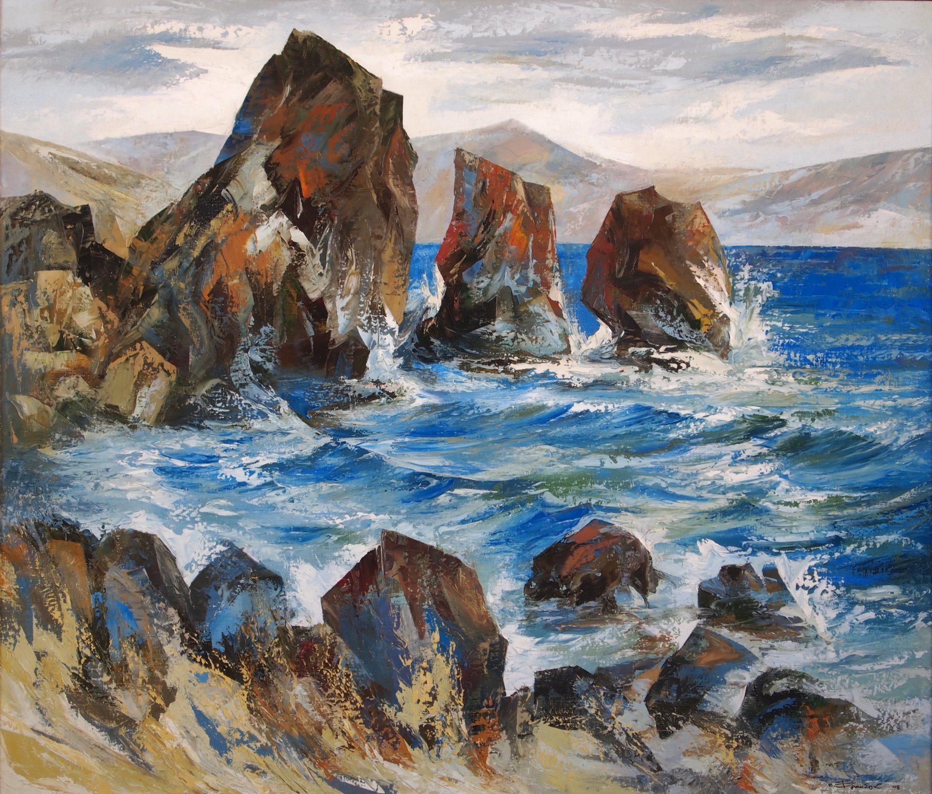 Frog Bay of the mount Kara Dag Painting by Valerii Franchuk