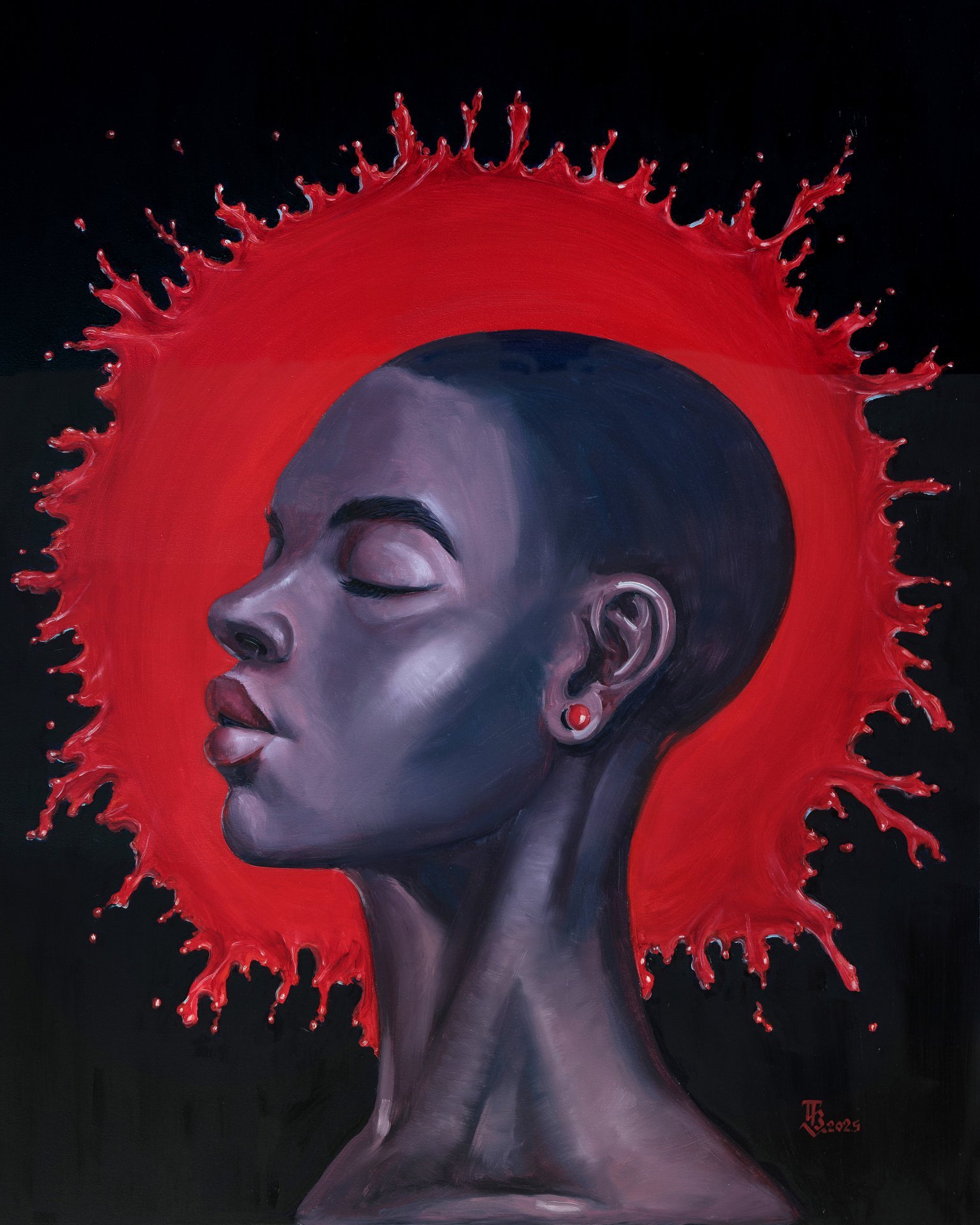 Portrait of Passion: Red Allure Painting by Tetiana Bogdanova