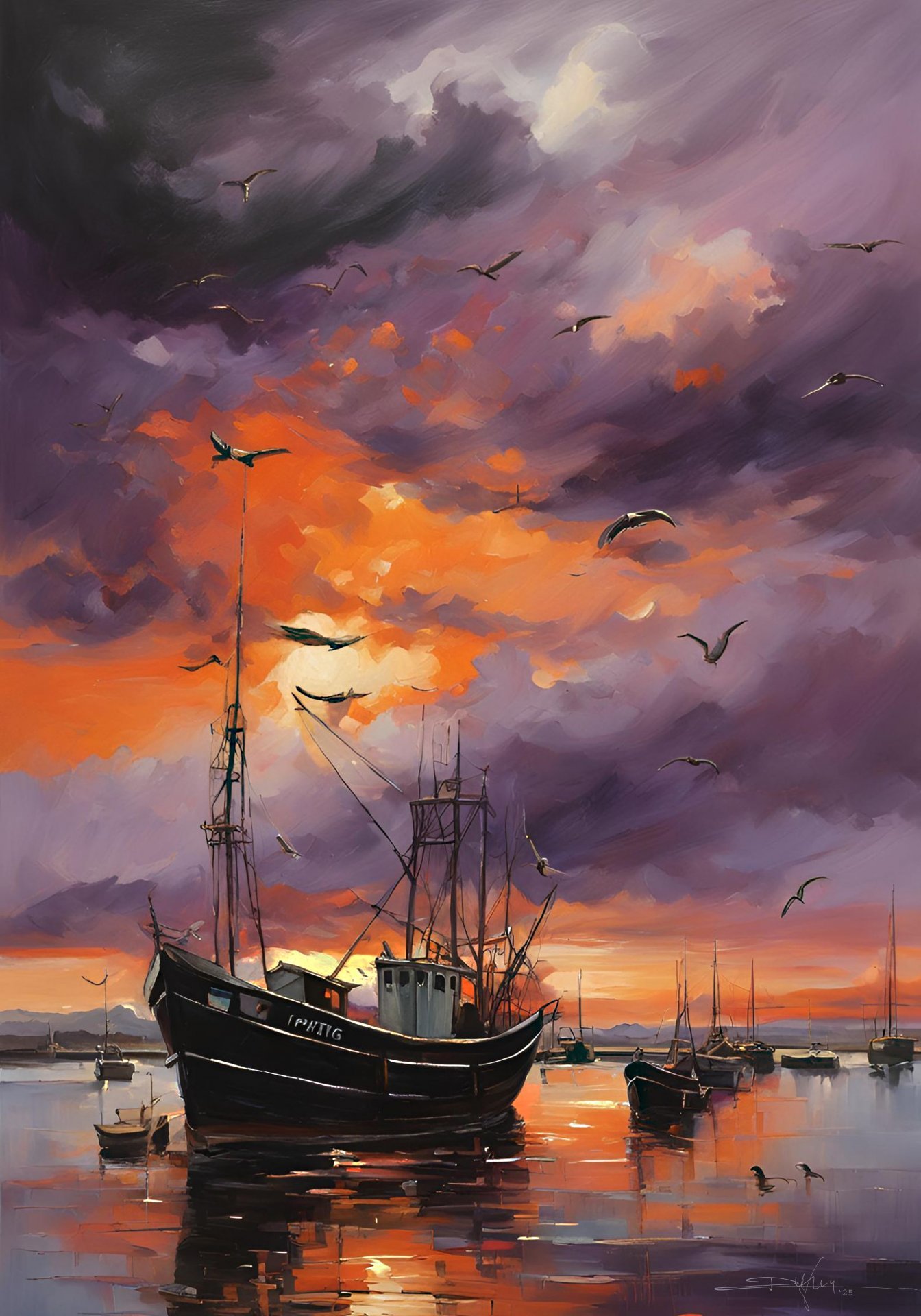 Sunset Docks: Return of the Vessel Digital Art - Krzysztof Lis